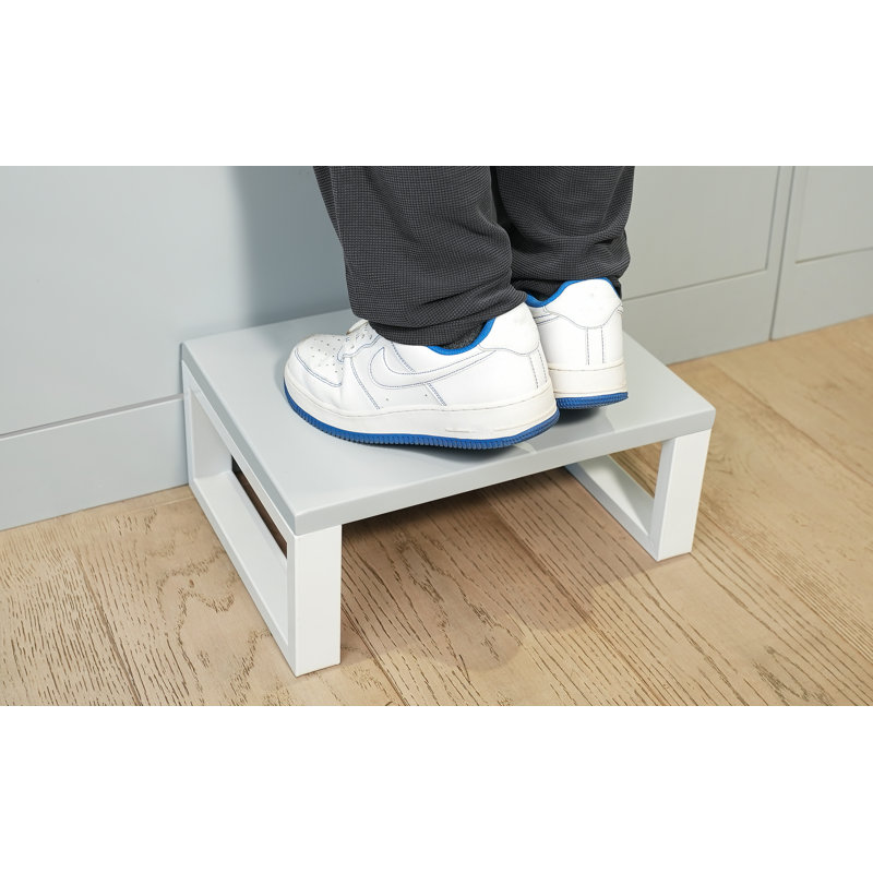 Harriet Bee Gurmann Step Stool with Metal Frame, Solid Hardwood Step ...
