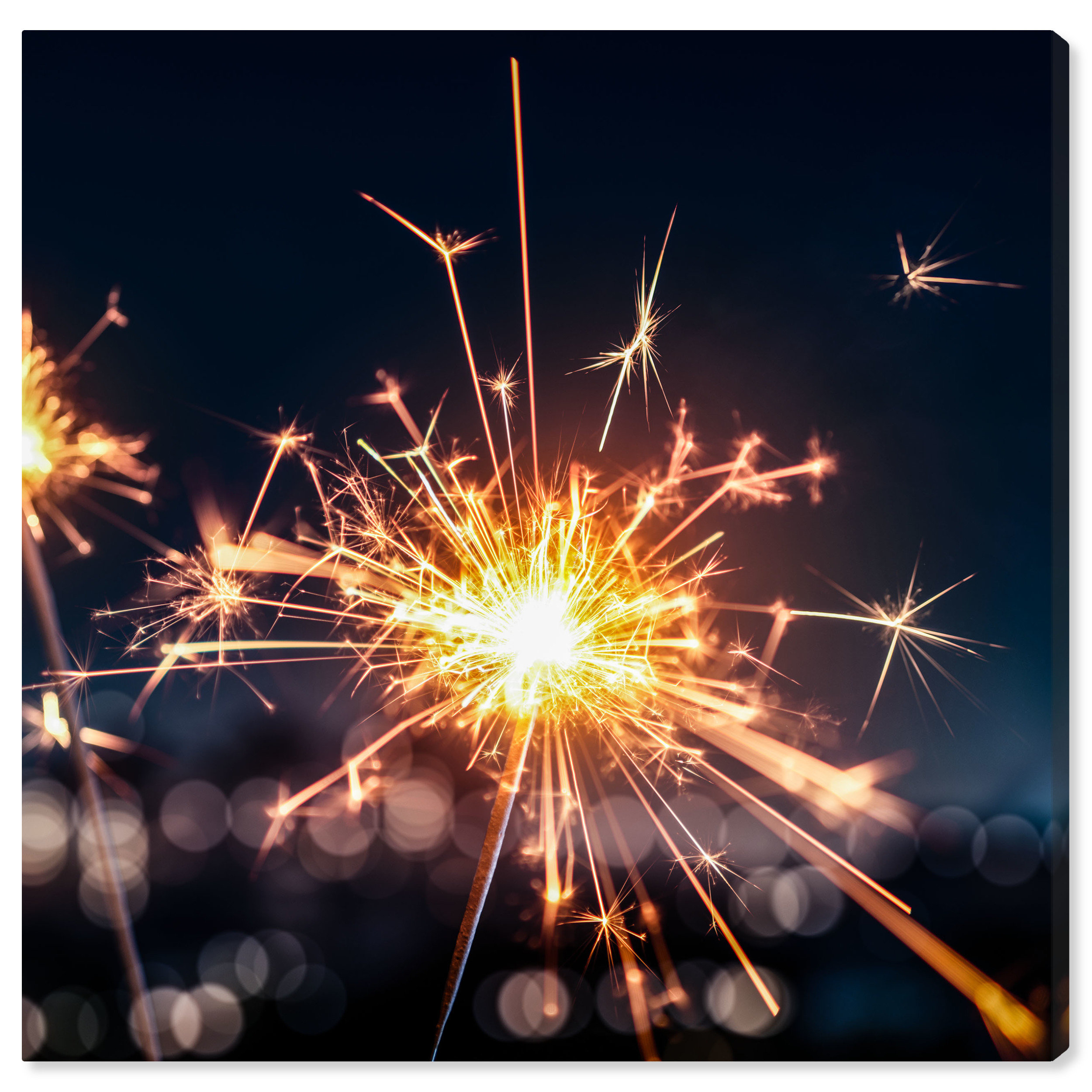 Oliver Gal Festive Holiday Glowing Sparkler Picture Contemporary Framed ...