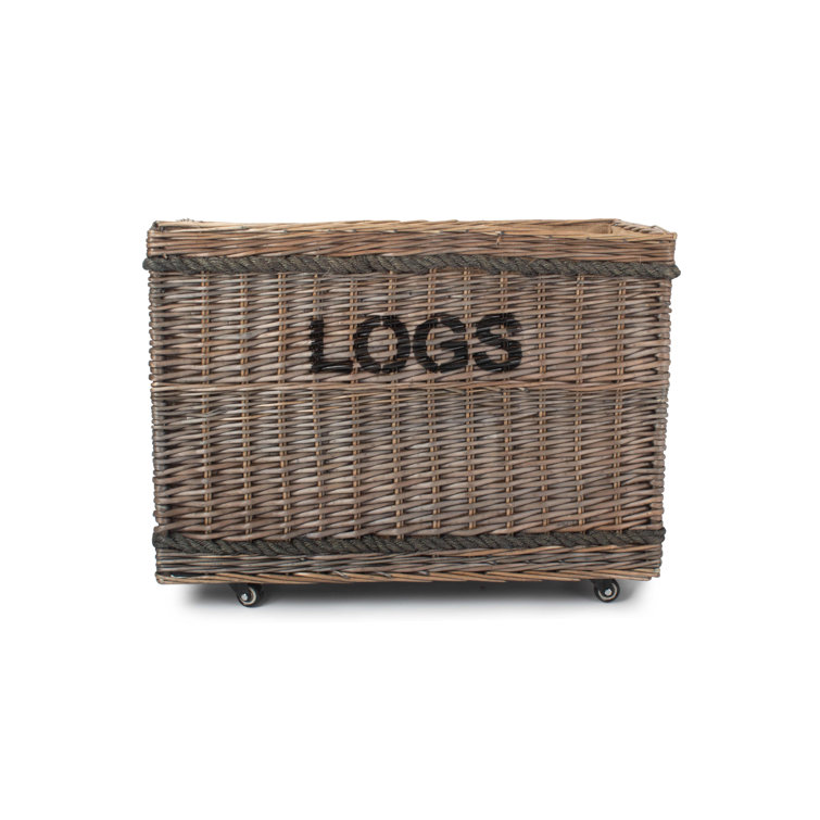 Bay Isle Home Wicker Jumbo Lined Wheeled Log Basket | Wayfair.co.uk