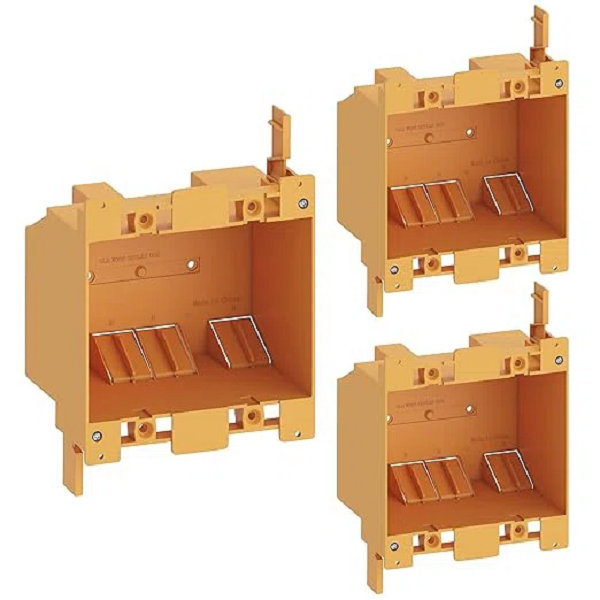 Inlight 2-Gang Electrical Outlet Box, 3 Packs, 25 Cubic Inch Junction ...