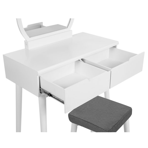 Wrought Studio™ Arinze Vanity Set with Stool and Mirror & Reviews | Wayfair