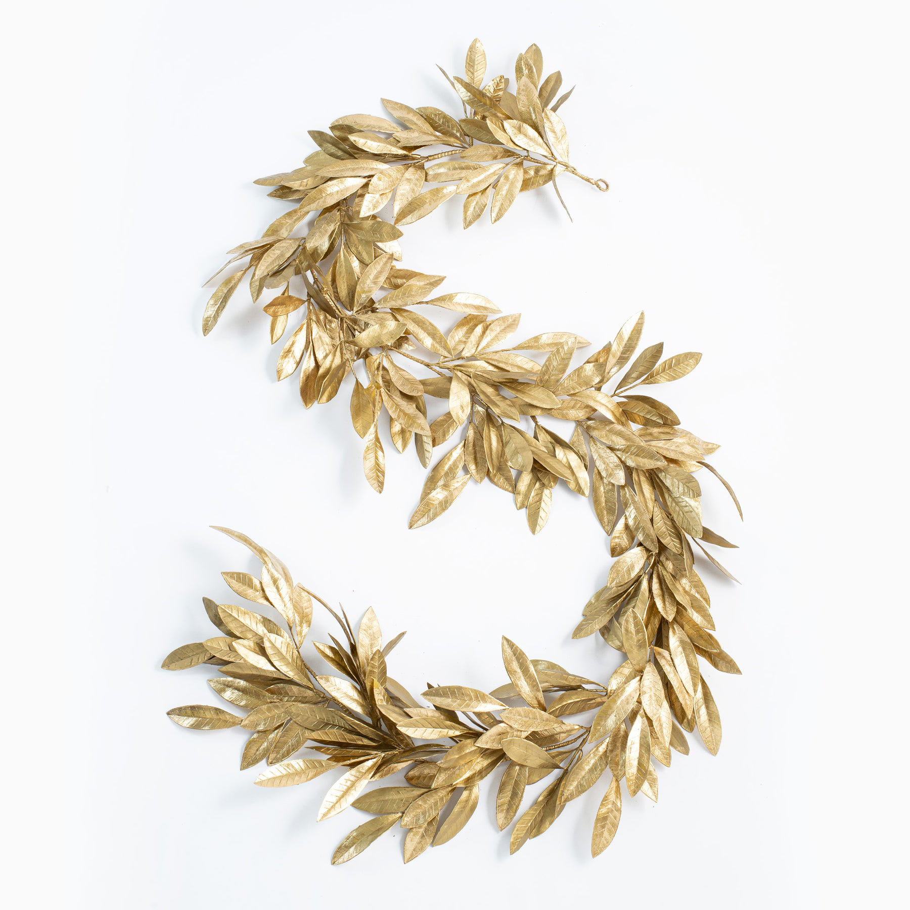 Joss & Main Antiqued Gold Bay Leaf Christmas Holiday Front Door Garland ...