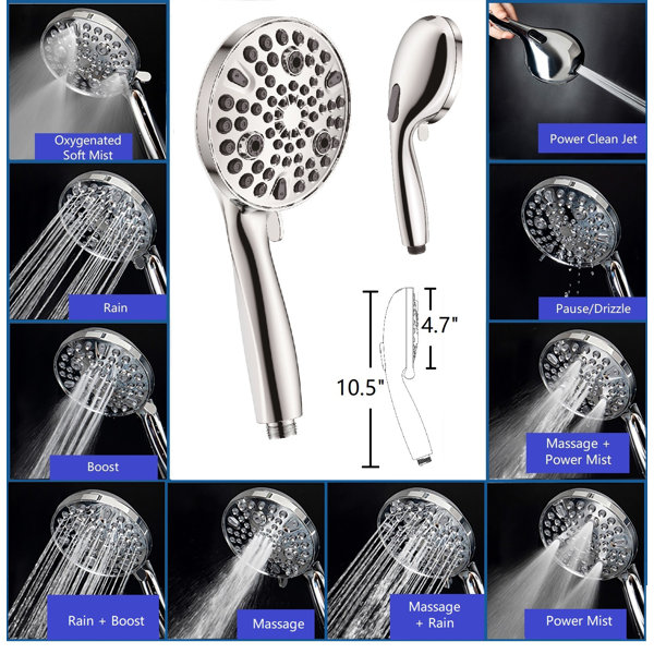Ana Bath Multi Function Dual Shower Head with Angle-Adjustable Shower ...