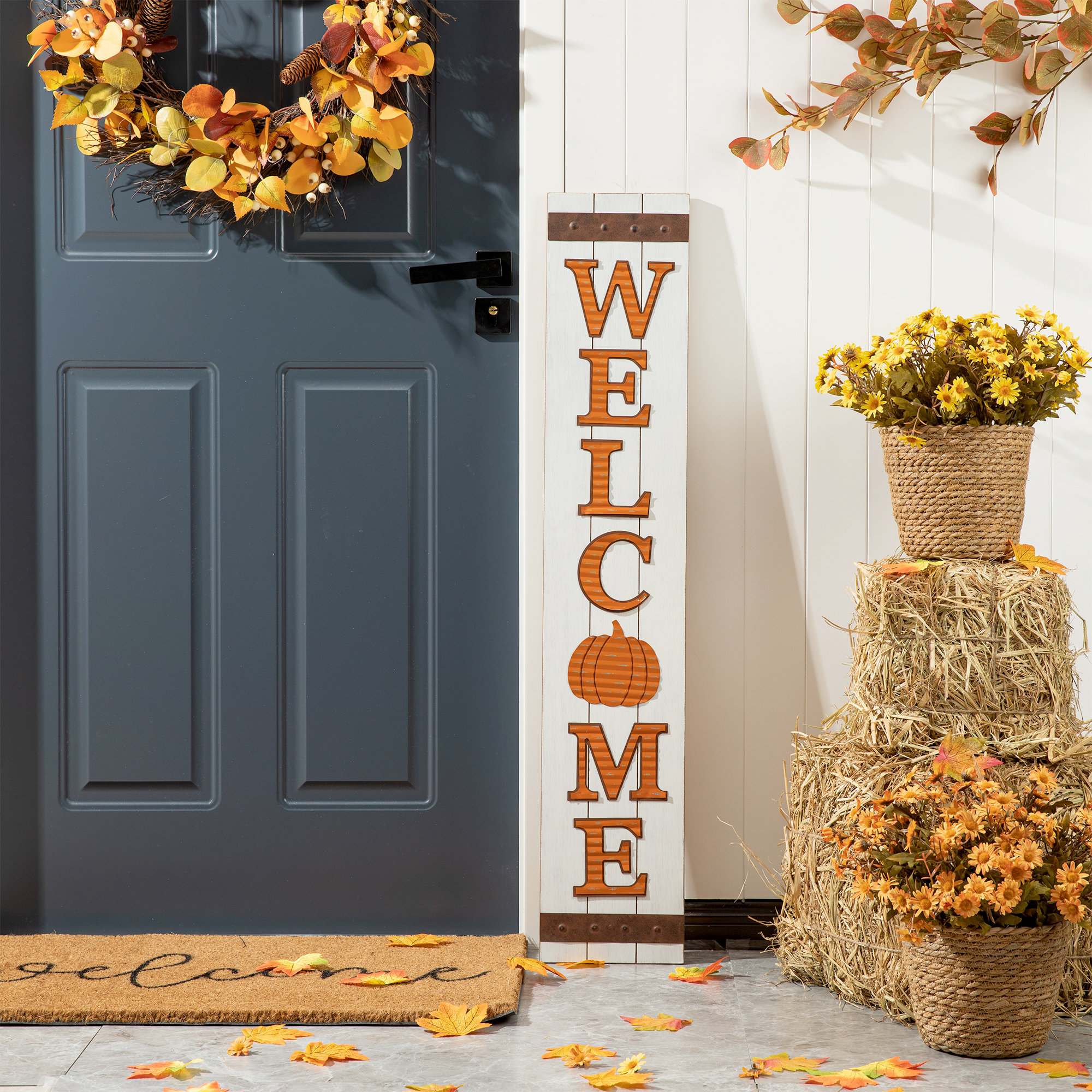 Jetlink Crafts 42”H 3D Pumpkin WELCOME Fall Porch Sign & Reviews | Wayfair