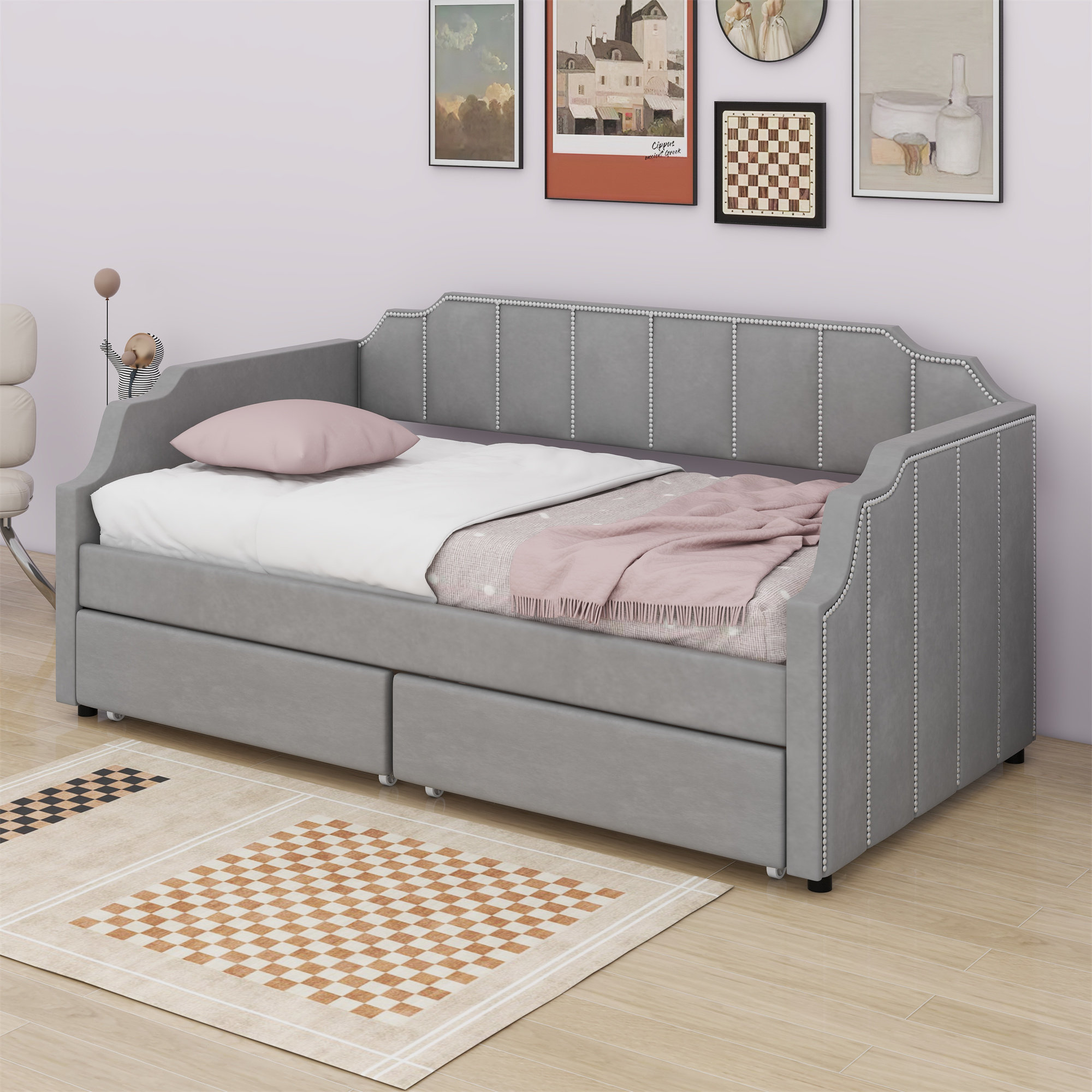House of Hampton® Upholstered Daybed With Drawers | Wayfair