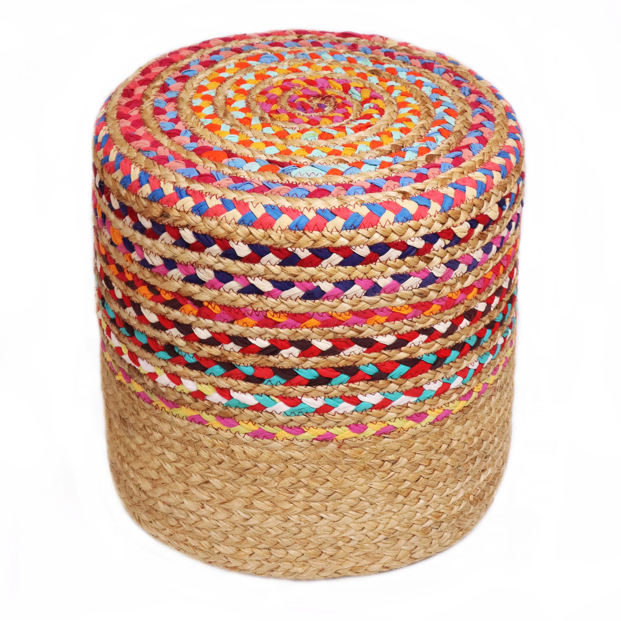 Dakota Fields Jute Cylindrical Jute Cotton Braided Ottoman - Moroccan ...