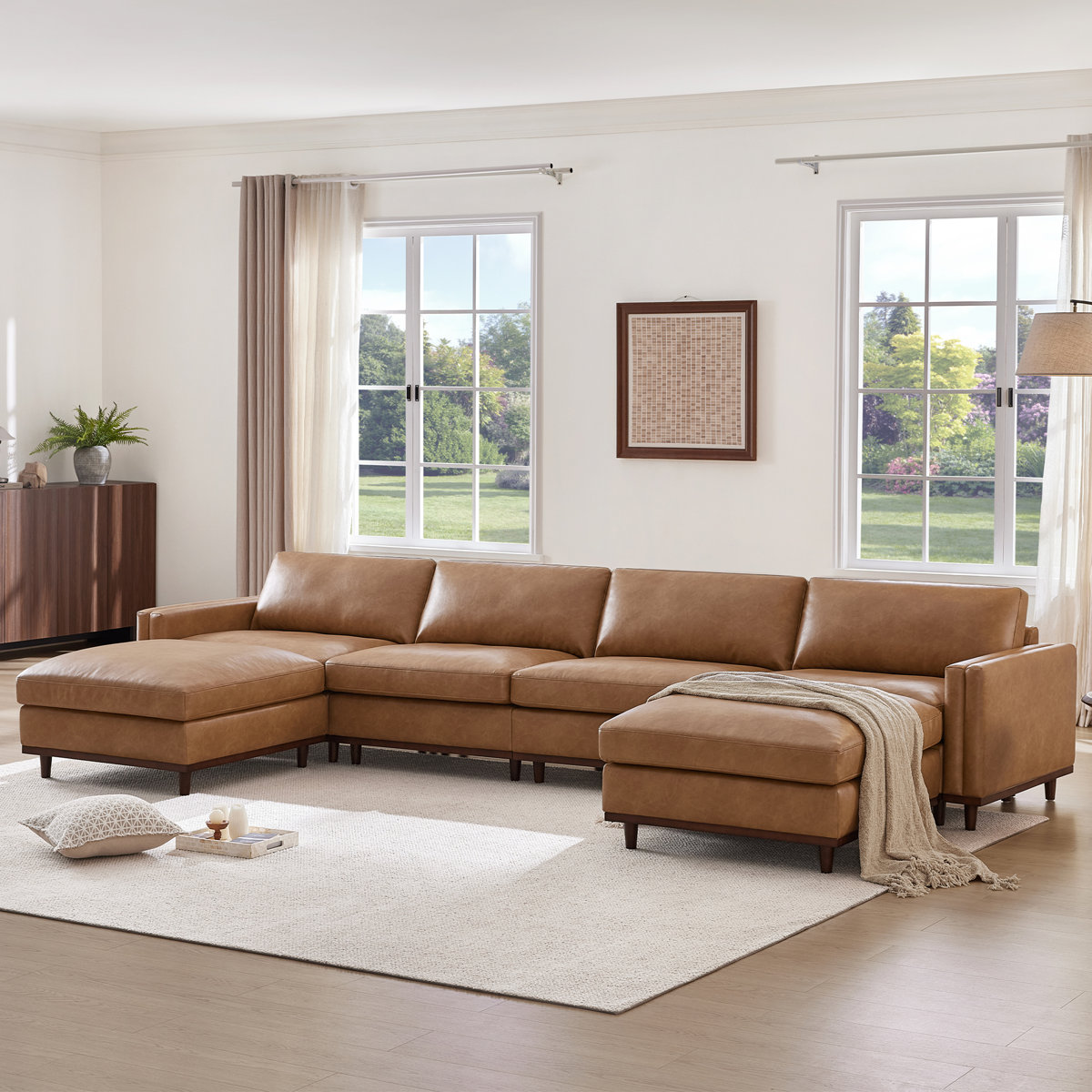 Latitude Run® Laima 6-Piece 153"W Faux Leather U-Shaped Modular ...