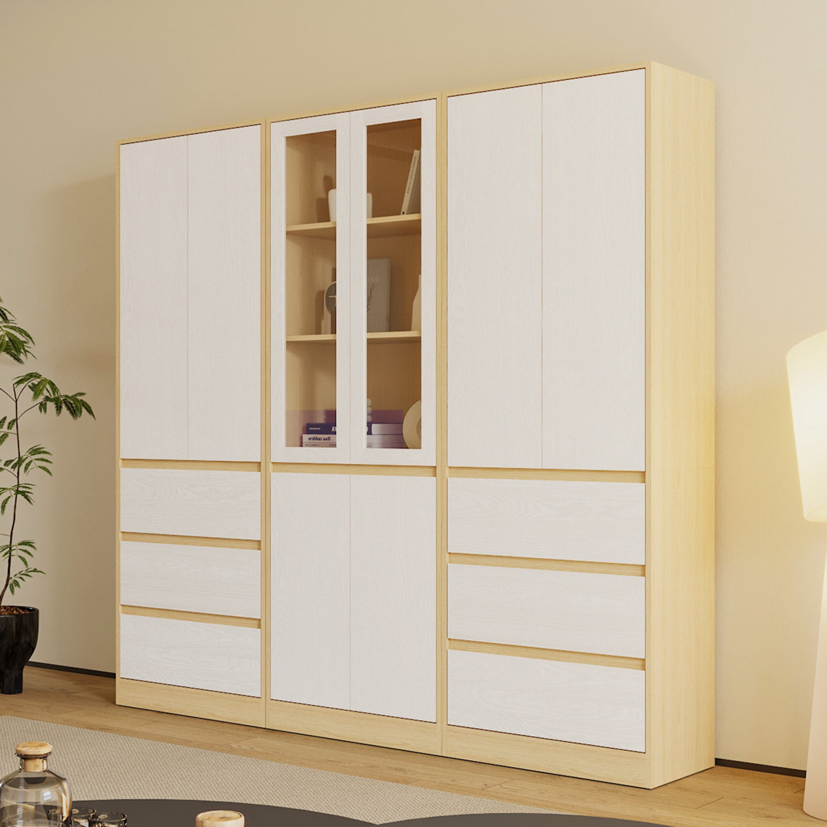 Latitude Run® Scotto 71" H x 71" W Glass Library Bookcase, 5-tier Book ...