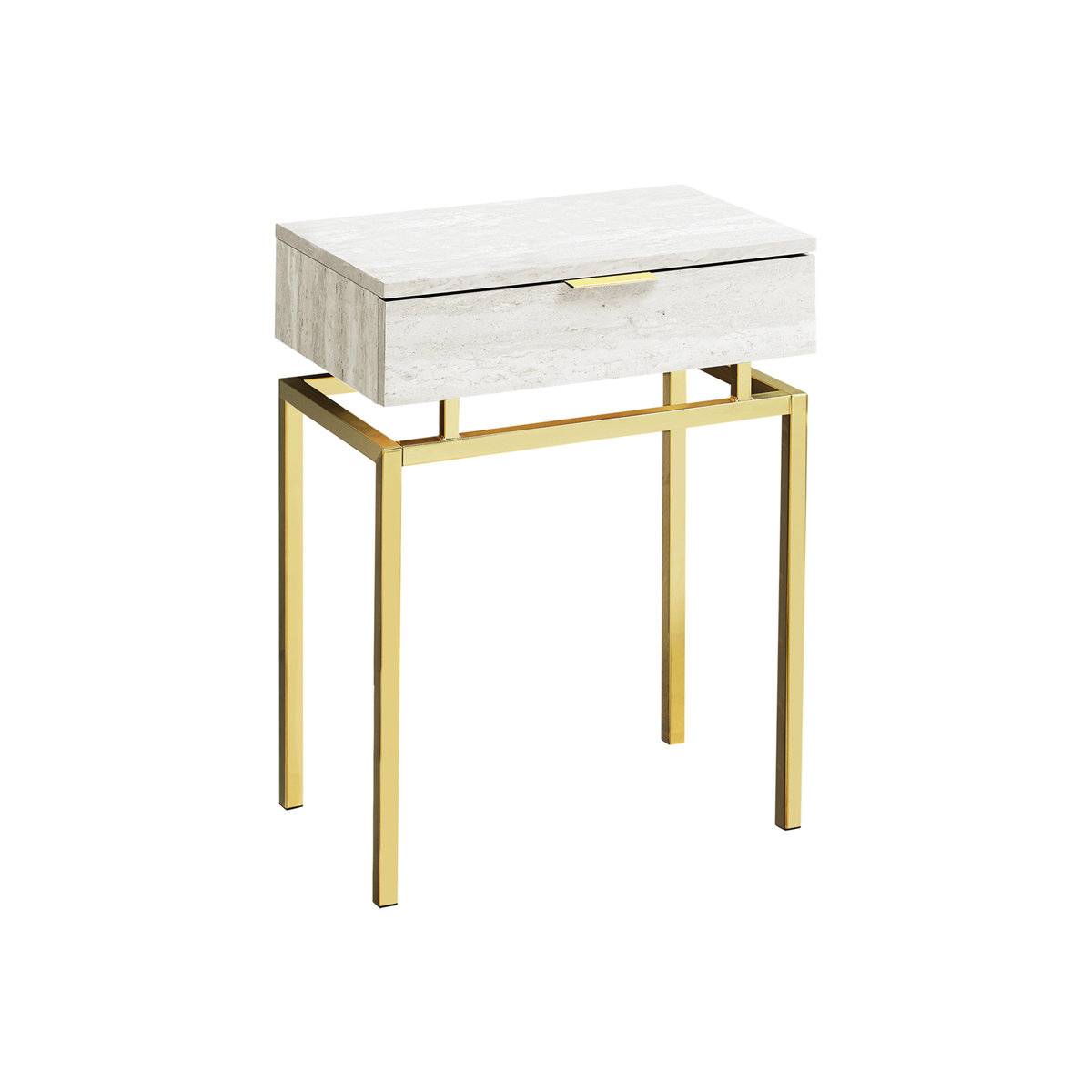 Mercer41 Modern Side Table With Beige Marble Look Top And Gold Metal ...