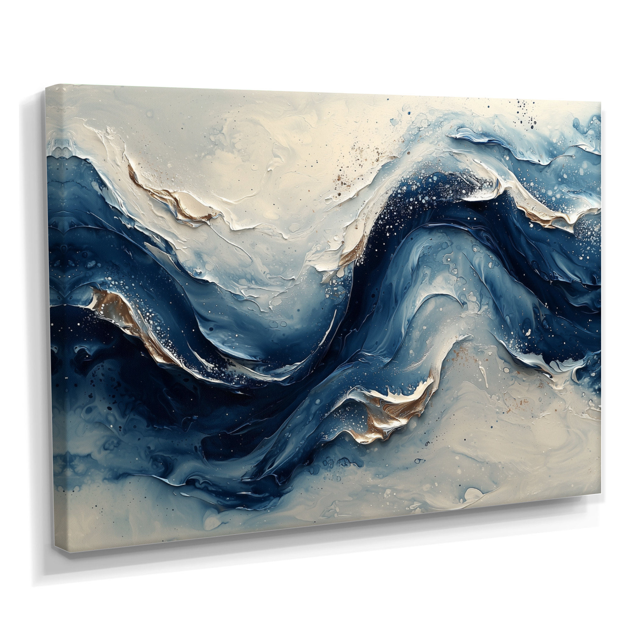 Ivy Bronx Blue Ink River Waves - Abstract Large Wall Art - Wayfair Canada