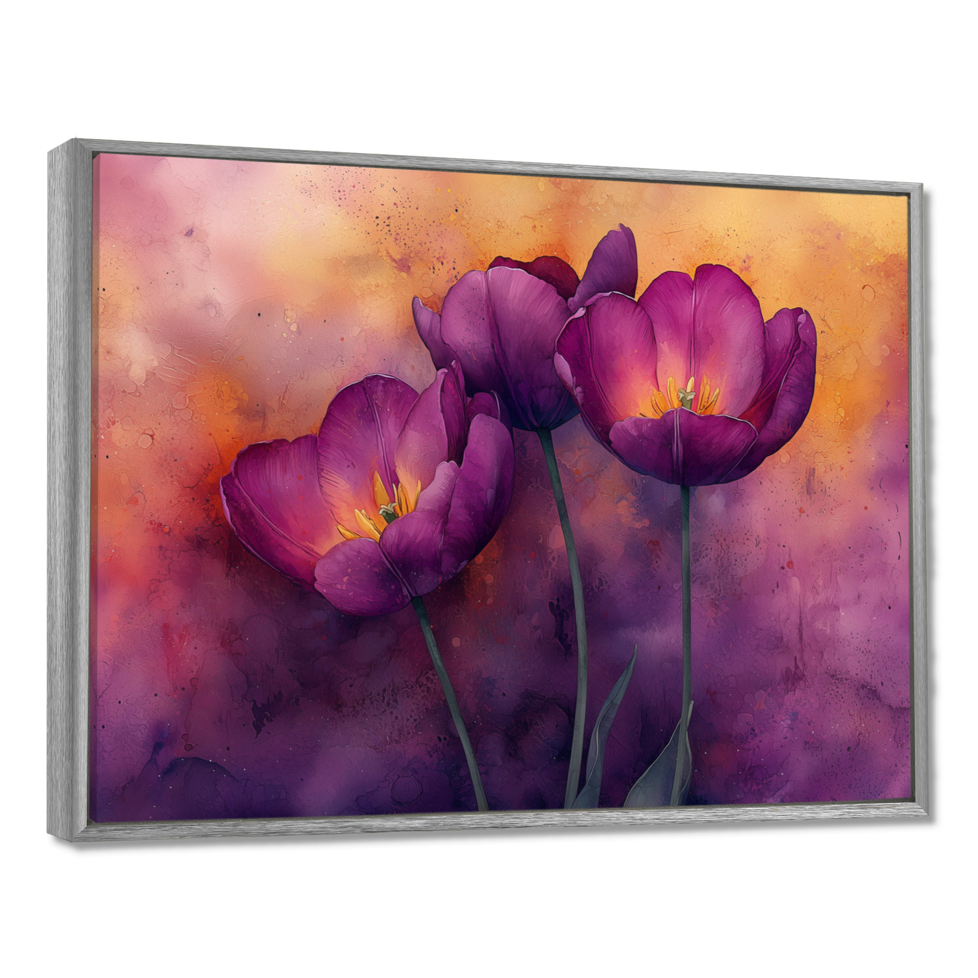 Lark Manor Purple Gold Dreamscape Modern Tulips Field I - Floral Wall ...