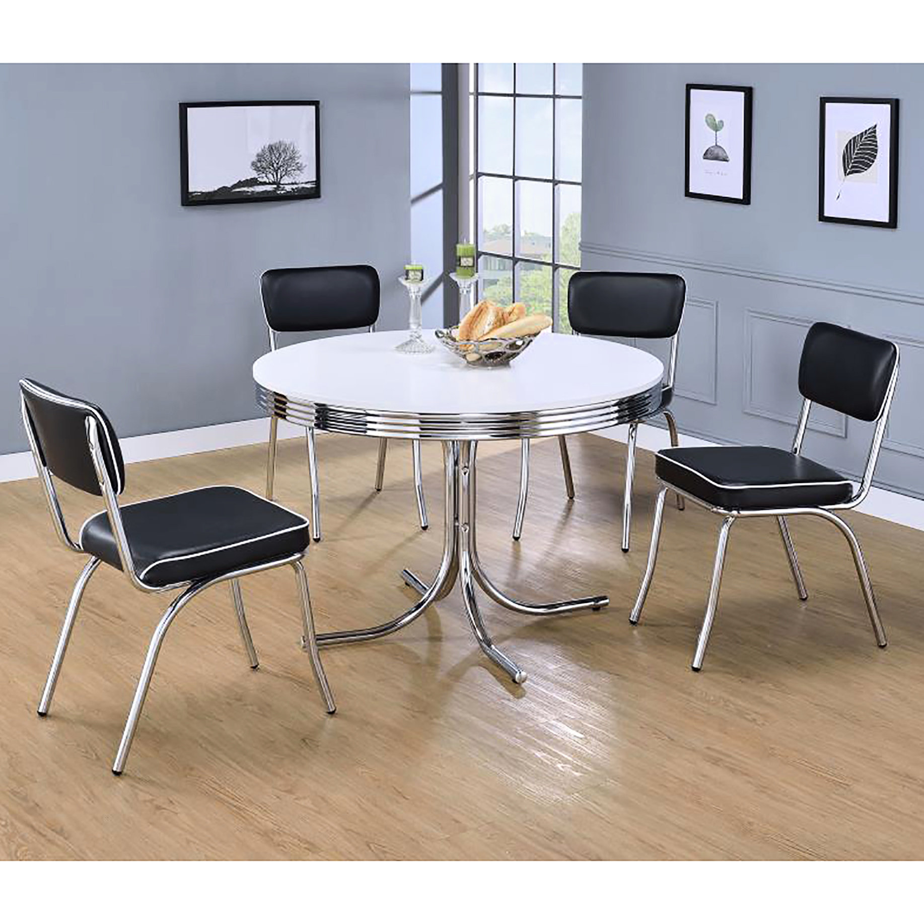 Latitude Run® Round Dining Table In White And , 42"X30"X42", Adds A ...
