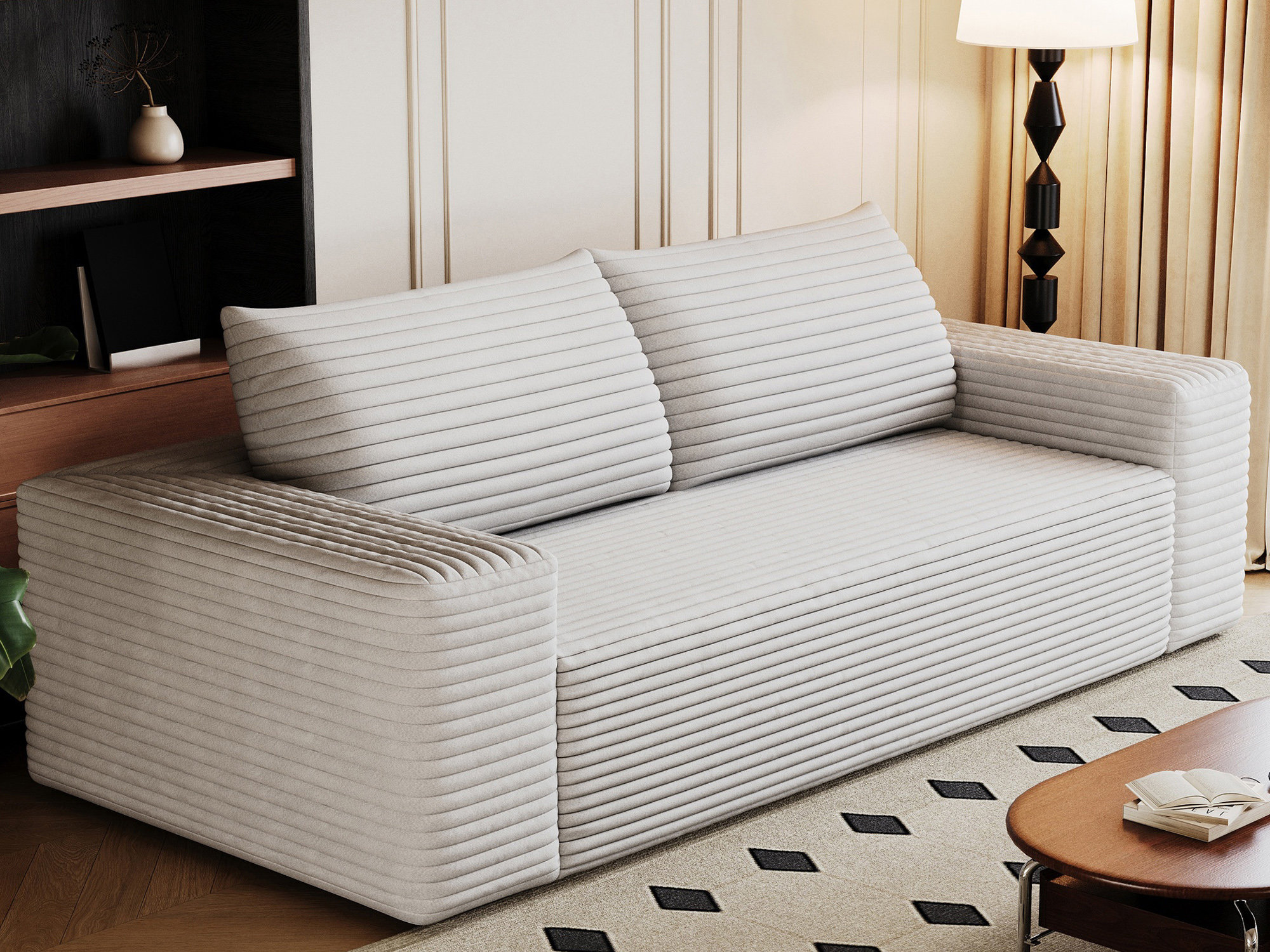 Latitude Run® 63'' W Corduroy Modern Compressed Block Couch - Wayfair ...