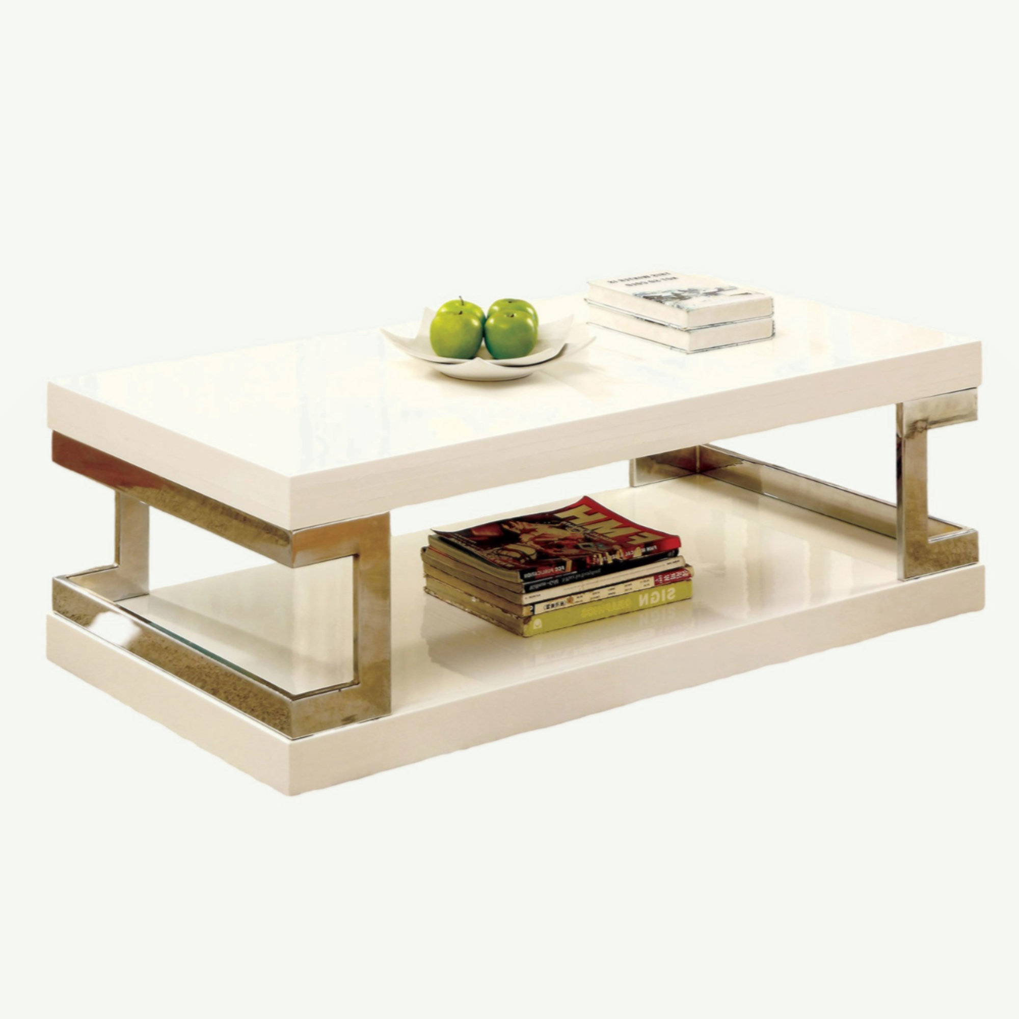 Hokku Designs Contemporary Style White 1Pc Coffee Table Bottom Shelf ...