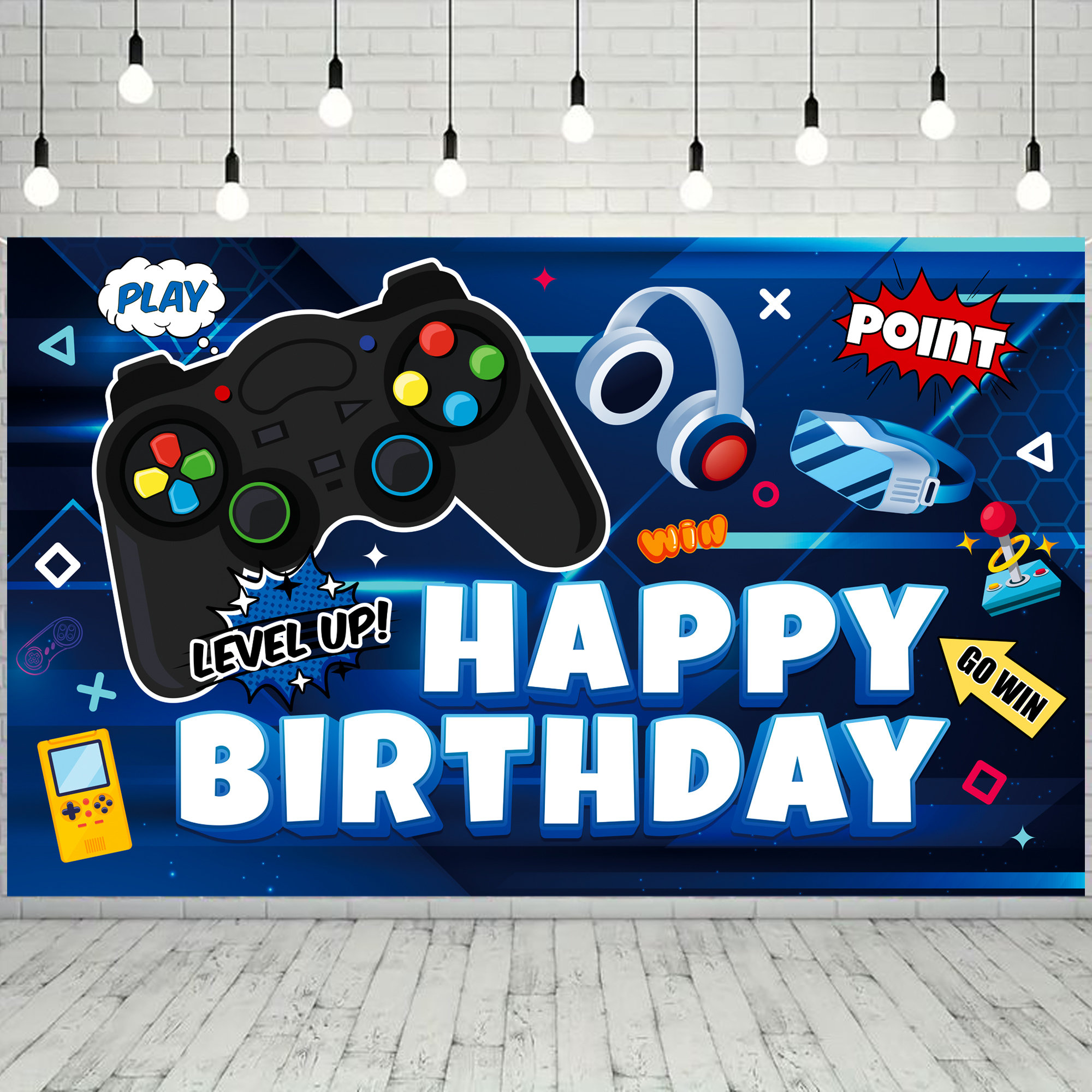 Ebern Designs Video Game Birthday Decorations, 71'' x 43'' Gamer ...