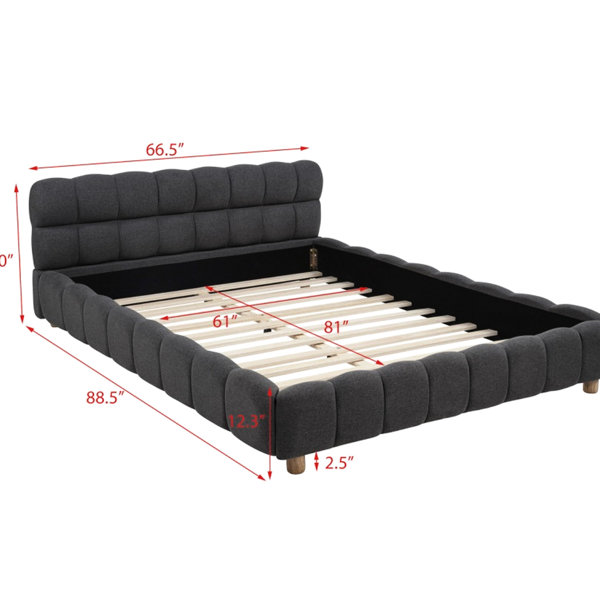 Latitude Run® Queen Size Modern Bedroom Beige Low Profile Slat Bed ...