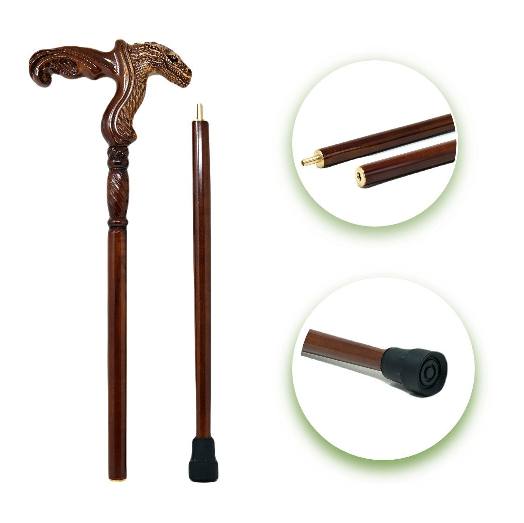 Alcott Hill® Hand Carved Wooden Walking Cane With Ergonomic Handle And ...
