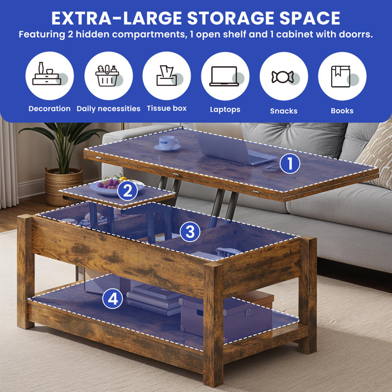 Wrought Studio™ Anikka Lift Top Coffee Table "& Reviews" | Wayfair