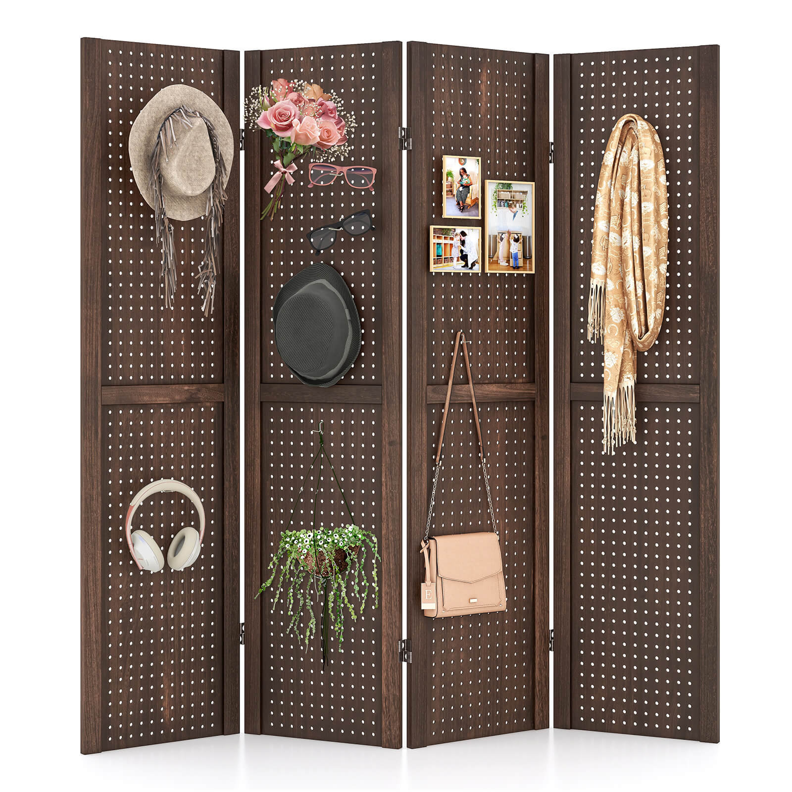 Bay Isle Home™ 4-panel Pegboard Display 5 Ft Folding Privacy Screen ...
