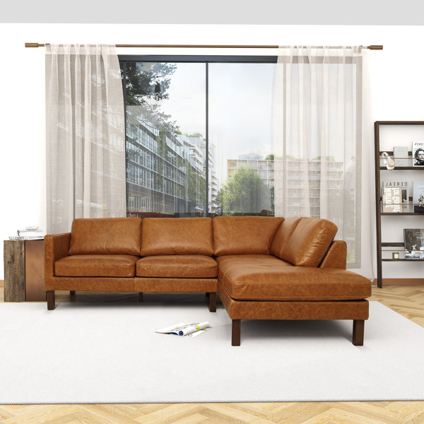 Latitude Run® Thibodeau Genuine Leather L-Shaped Sectional Sofa | Wayfair