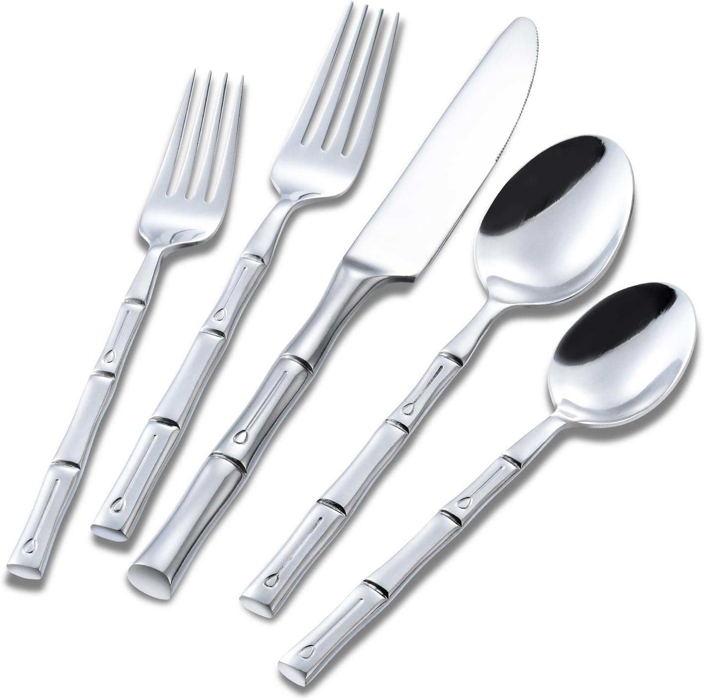 Everly Quinn Stainless Steel Flatware Set With Bamboo Handle Design ...