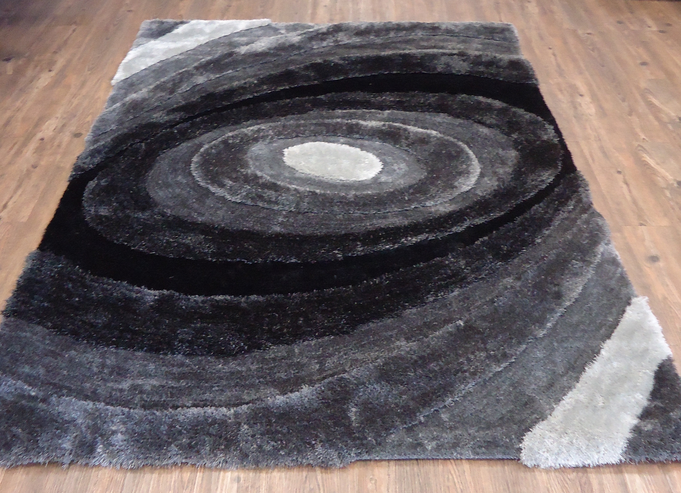 Ebern Designs Cavour Hand-Tufted Tornado Silver And Grey Shag Area Rug ...