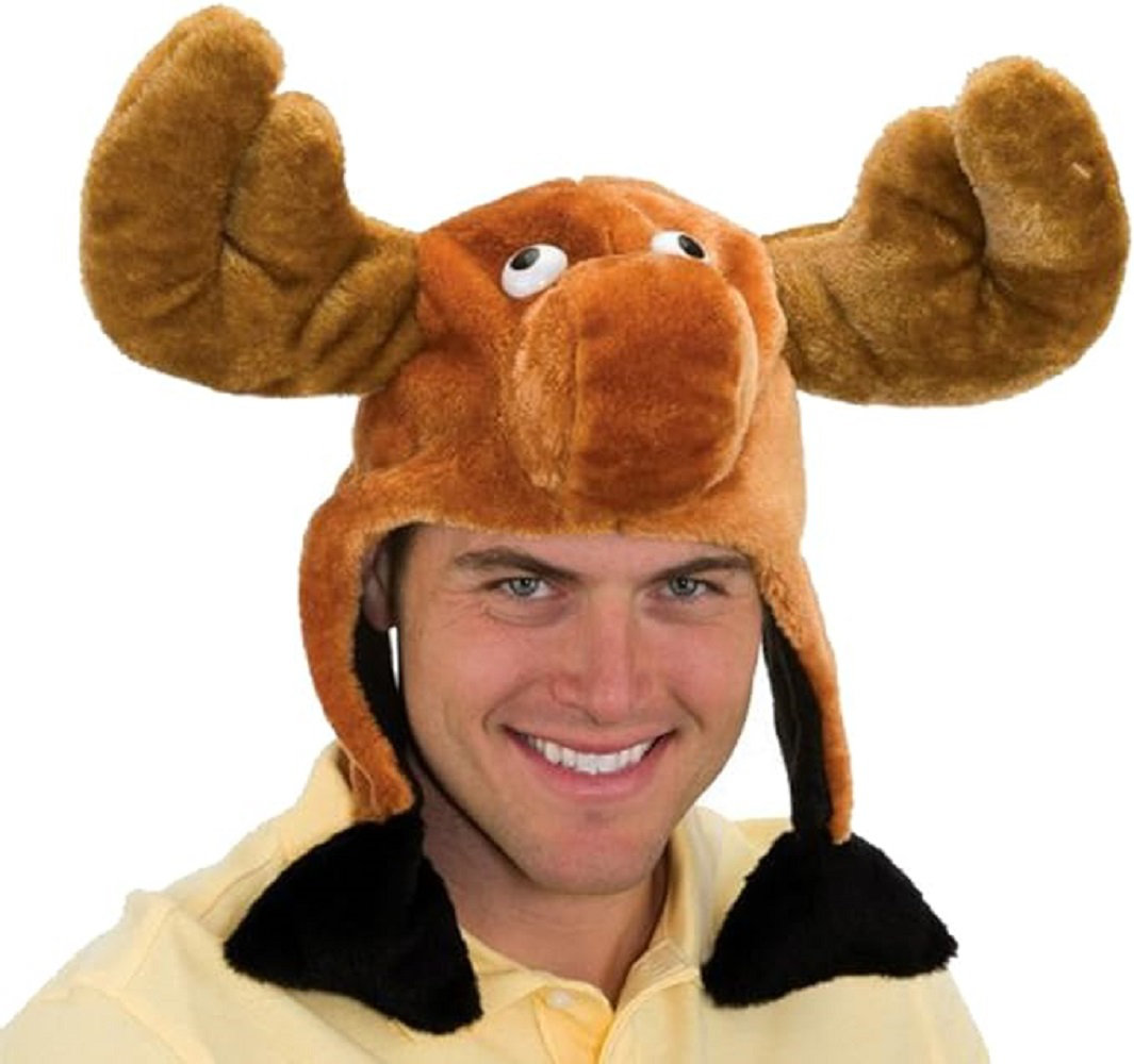 The Holiday Aisle® PMU Christmas Plush Moose Laplander Brown Hat ...
