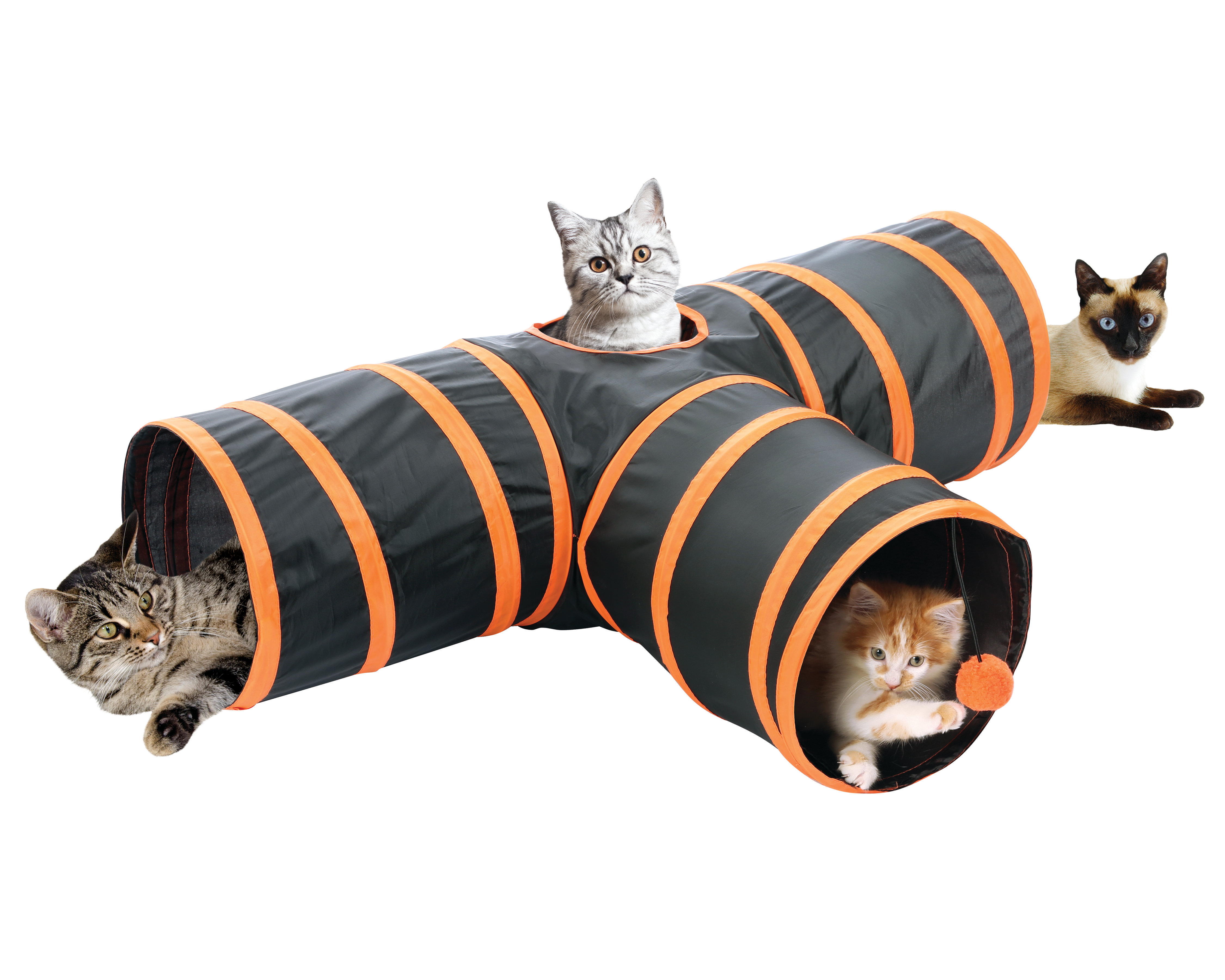 Tucker Murphy Pet™ 3 Way Cat Tunnel Black With Orange Trim & Reviews ...