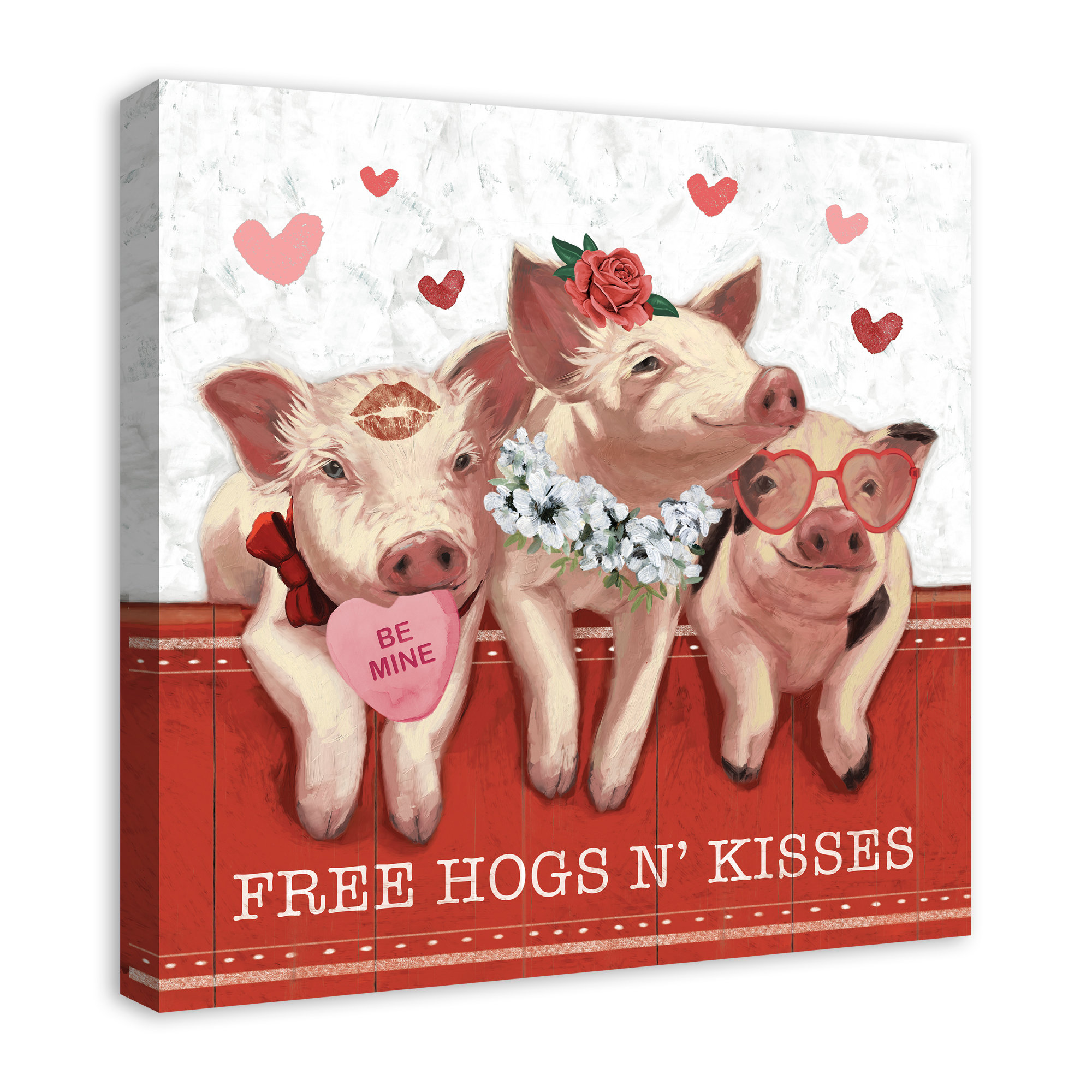Trinx Free Hogs And Kisses On Canvas Print | Wayfair