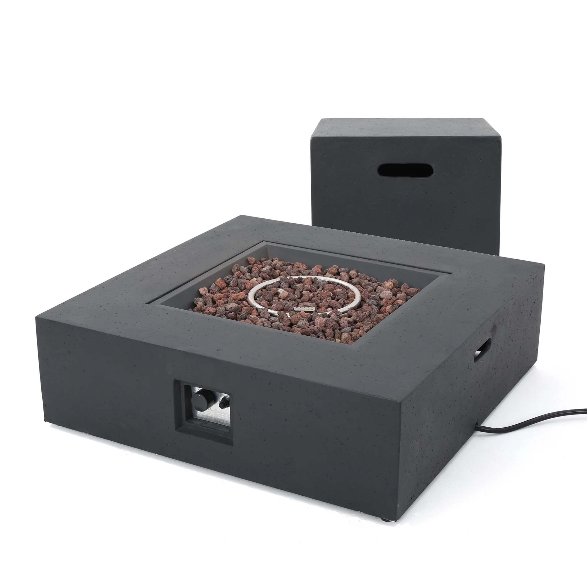 Latitude Run® 50 000 Btu Square Mgo Fire Table Tank Outside | Wayfair