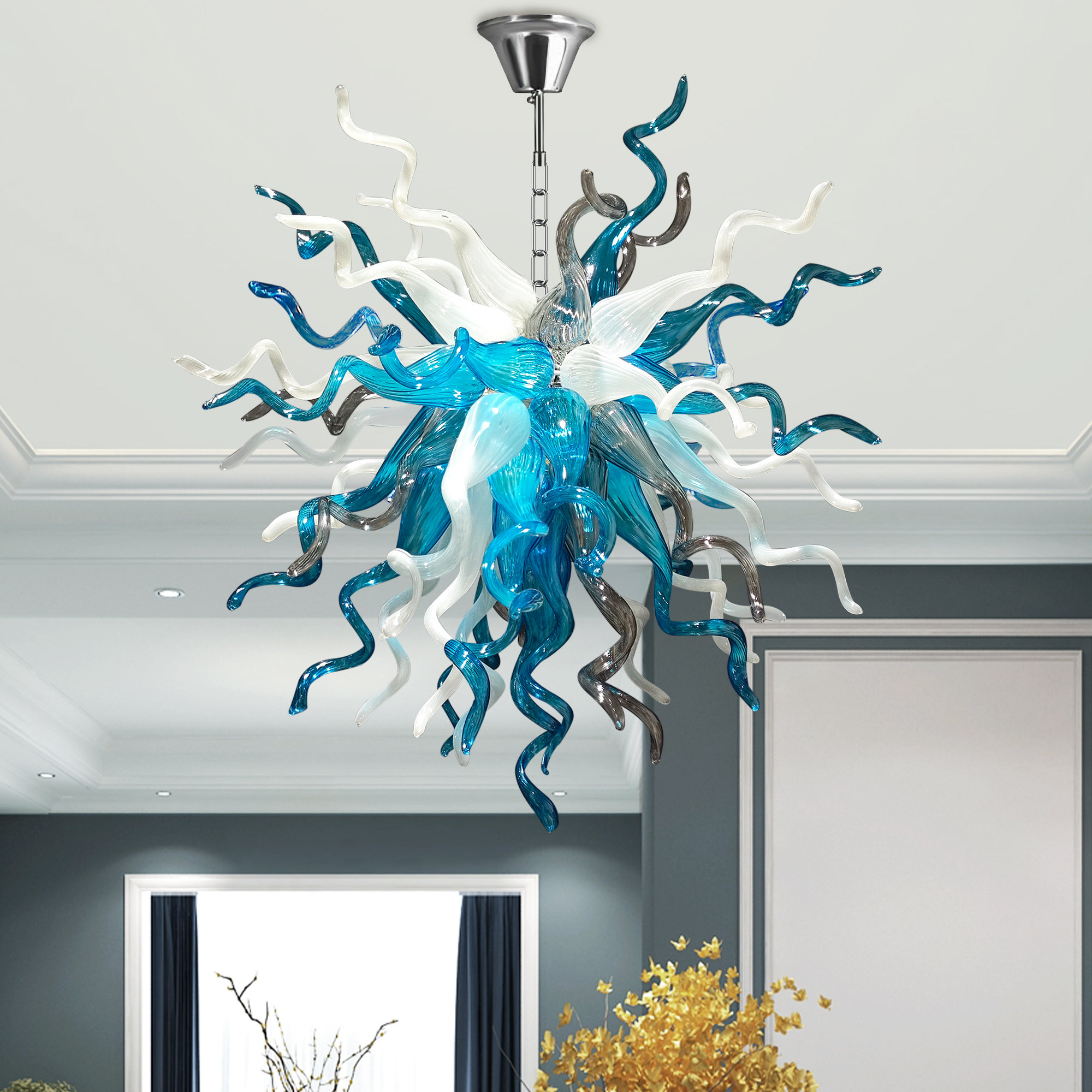 Ivy Bronx Hand Blown Glass Modern Linear Sputnik Chandelier & Reviews ...