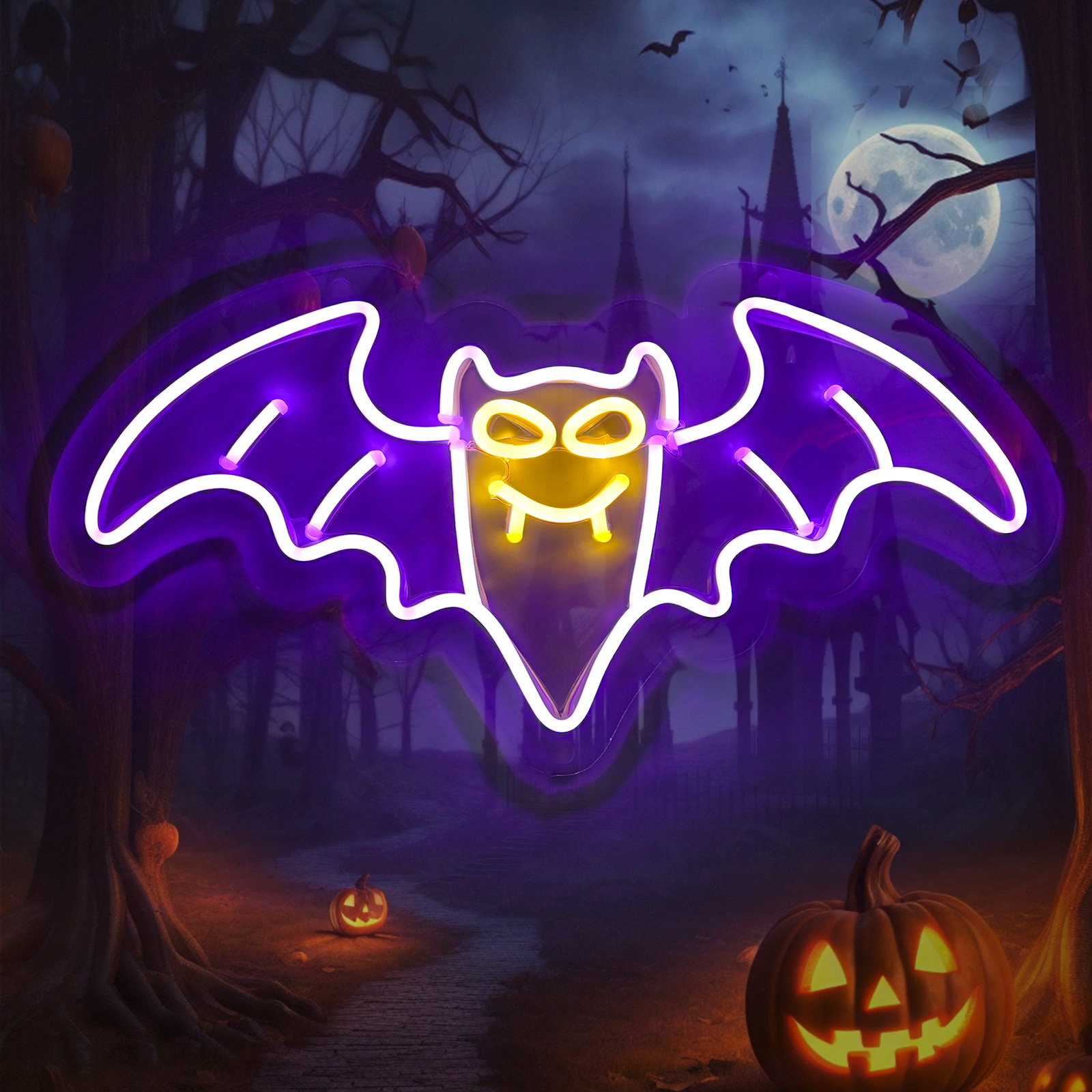 The Holiday Aisle® Jemarr 10.6" Bat Neon Sign | Wayfair