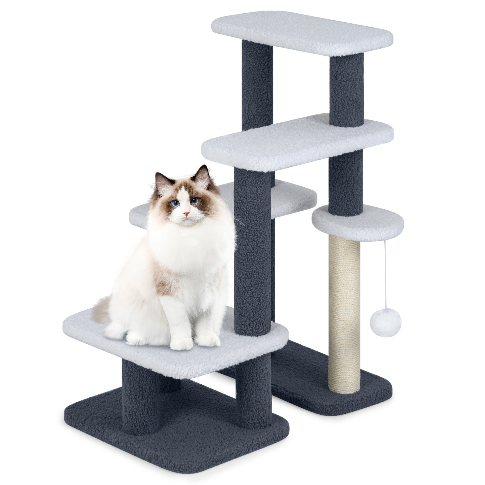 Latitude Run® 2-in-1 Cat Tree Tower Pet Steps w/ Scratching Posts ...