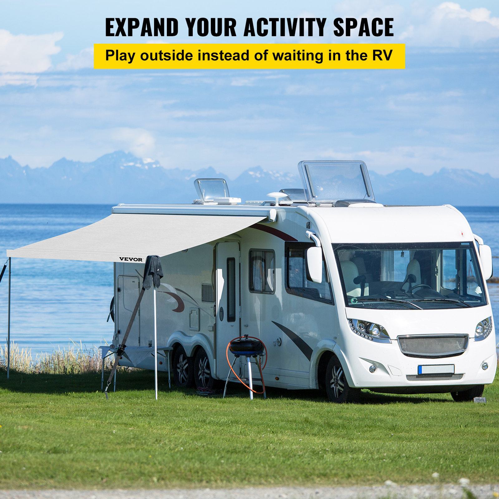 VEVOR RV Awning Fabric Replacement, 14 ft, 15oz Vinyl Waterproof Sun ...