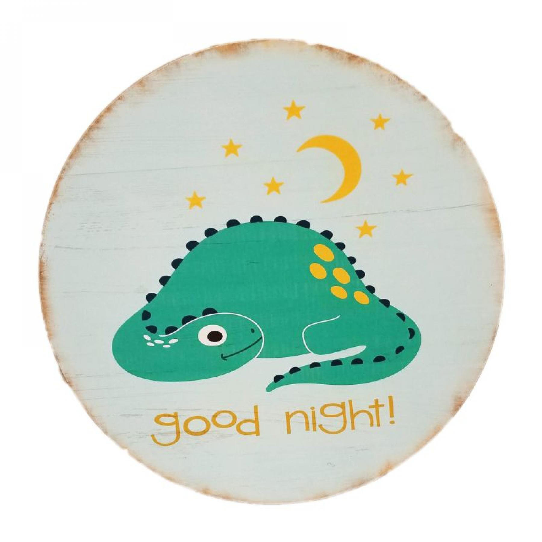 Indigo Safari Good Night Dinosaur Sleeping Under The Moon Plaque | Wayfair