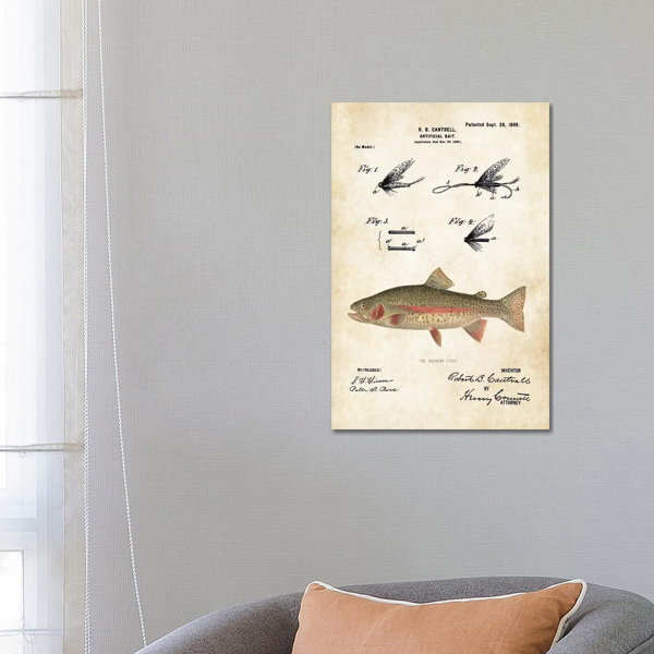 Union Rustic Rainbow Trout Fishing Lure by Patent77 - Wrapped Canvas ...