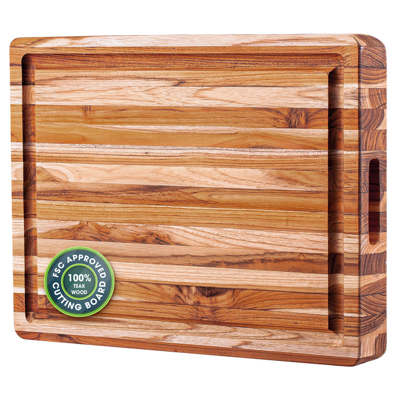 Foundry Select Anders Sturdy Teak Wood with Edge Grain Cutting Board ...