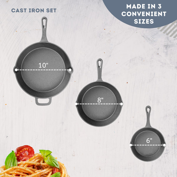 Lexi Home 3 Piece Cast Iron Frying Pan Set & Reviews | Wayfair