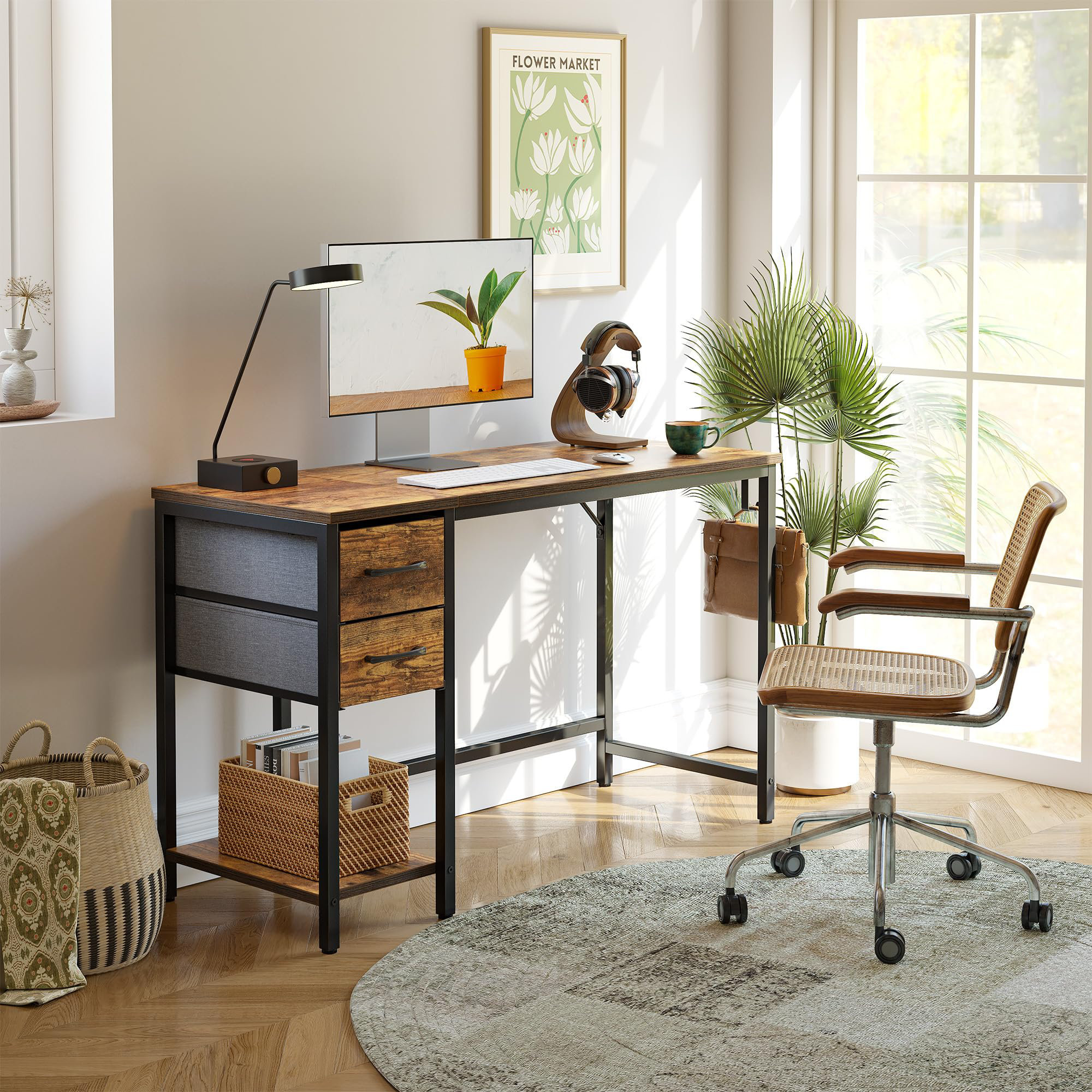 17 Stories 40 Inch Computer Home Office Desk with 2 Drawers - Wayfair ...