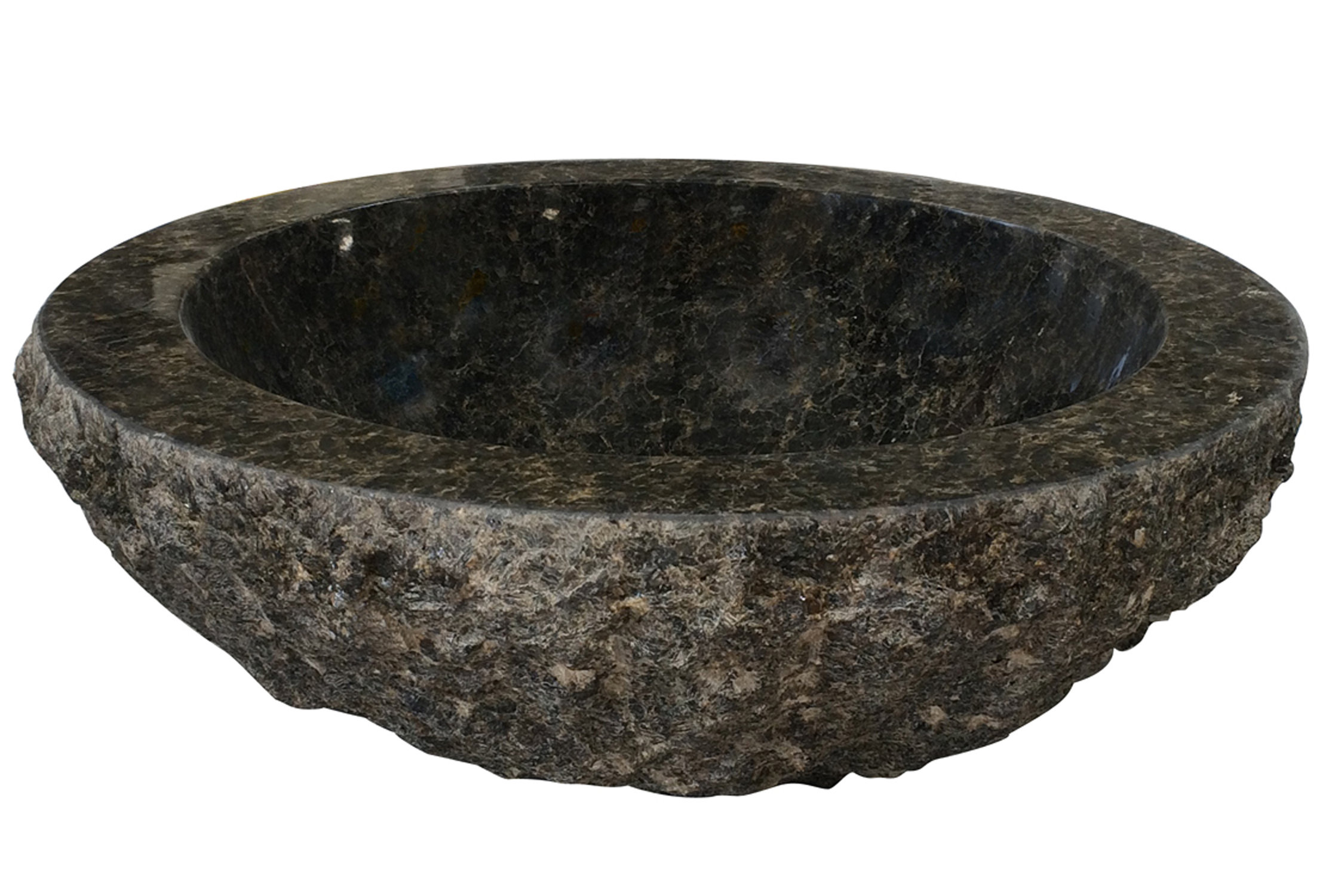 Barclay Egerton Chiseled Stone Circular Vessel Bathroom Sink | Wayfair