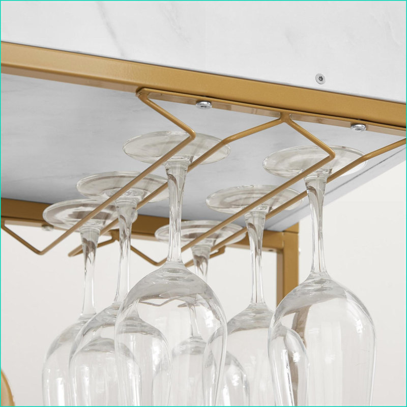 Latitude Run® Bar Cart Retro Rolling with Wine Rack & Glass Holder ...