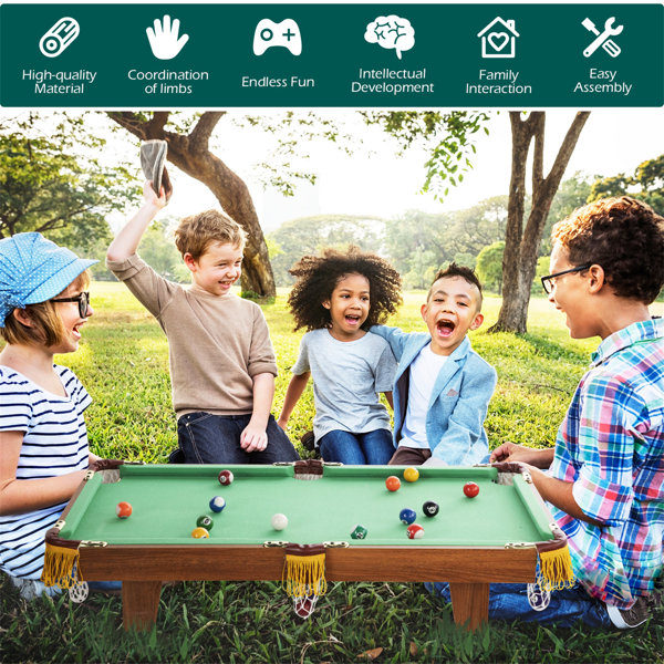 RayChee 36" Mini Tabletop Pool Set with Balls, Sticks, Chalk, Brush ...