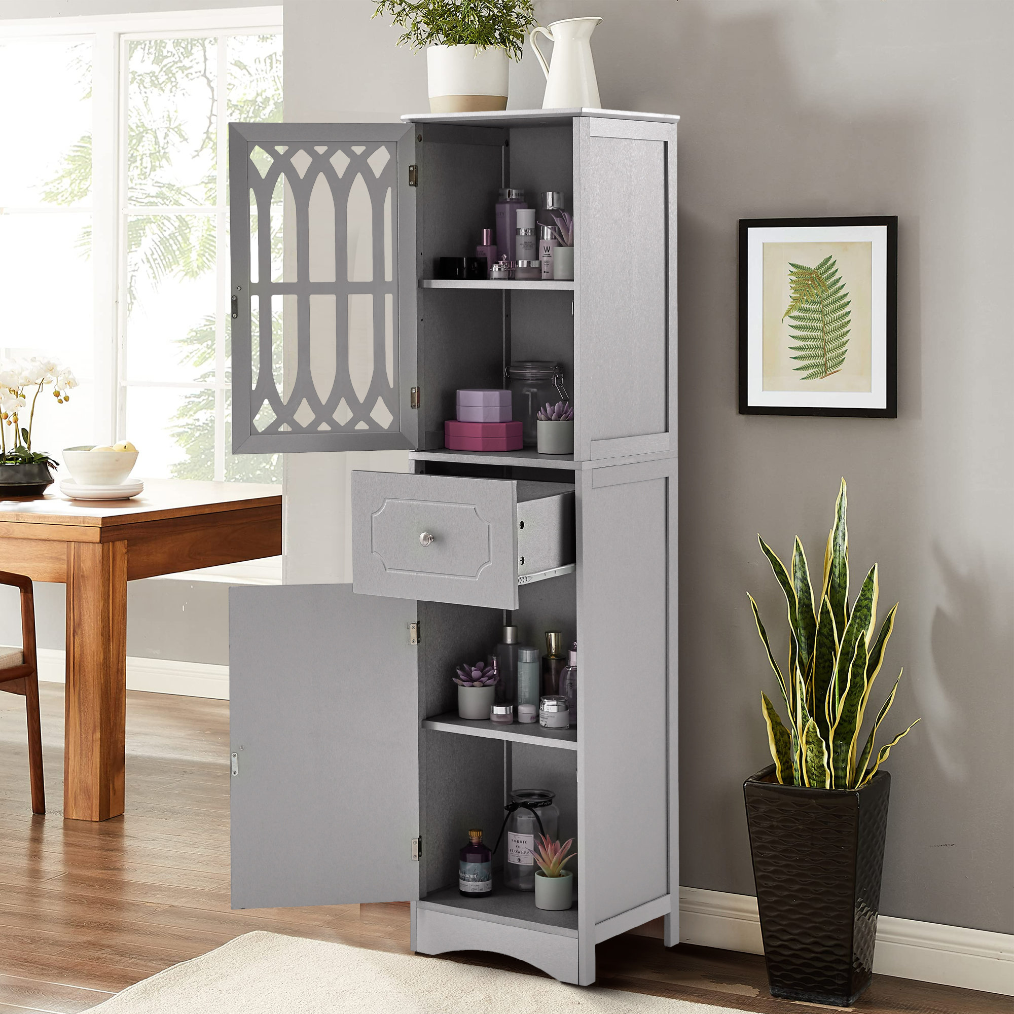 Wildon Home® Alayaa Modern Elegant Freestanding Linen Cabinet - 2 ...