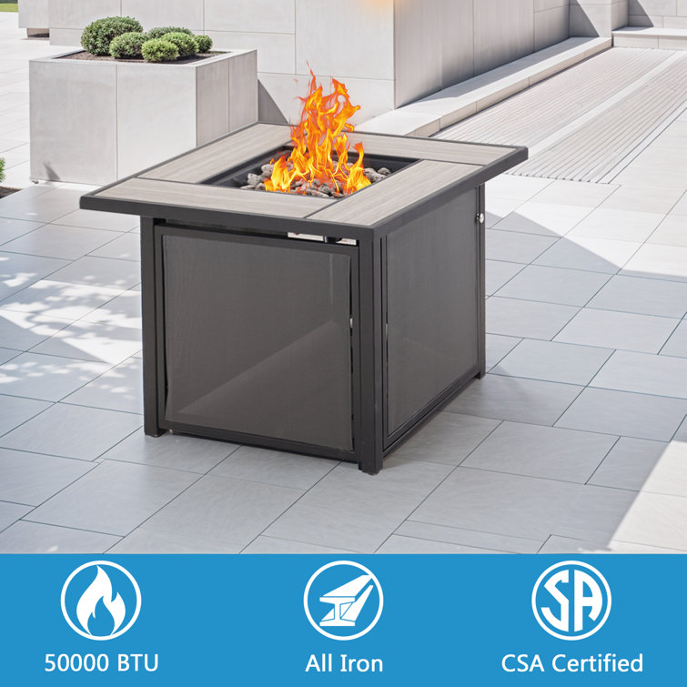 Latitude Run® 32 Inch Square Outdoor Gas Fire Pits Clearance 50,000 BTU ...