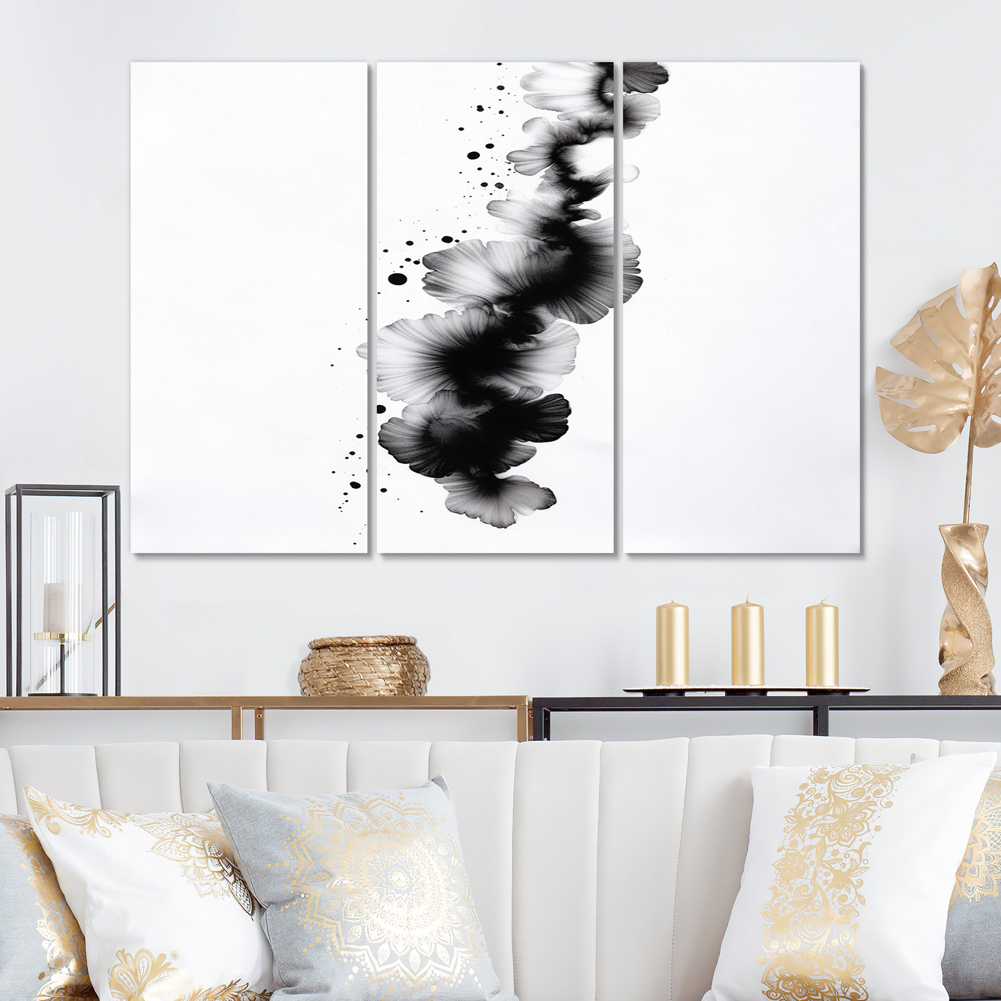 Design Art Subtle Ink Monochromatic Symphony - Abstract Canvas Wall Art ...
