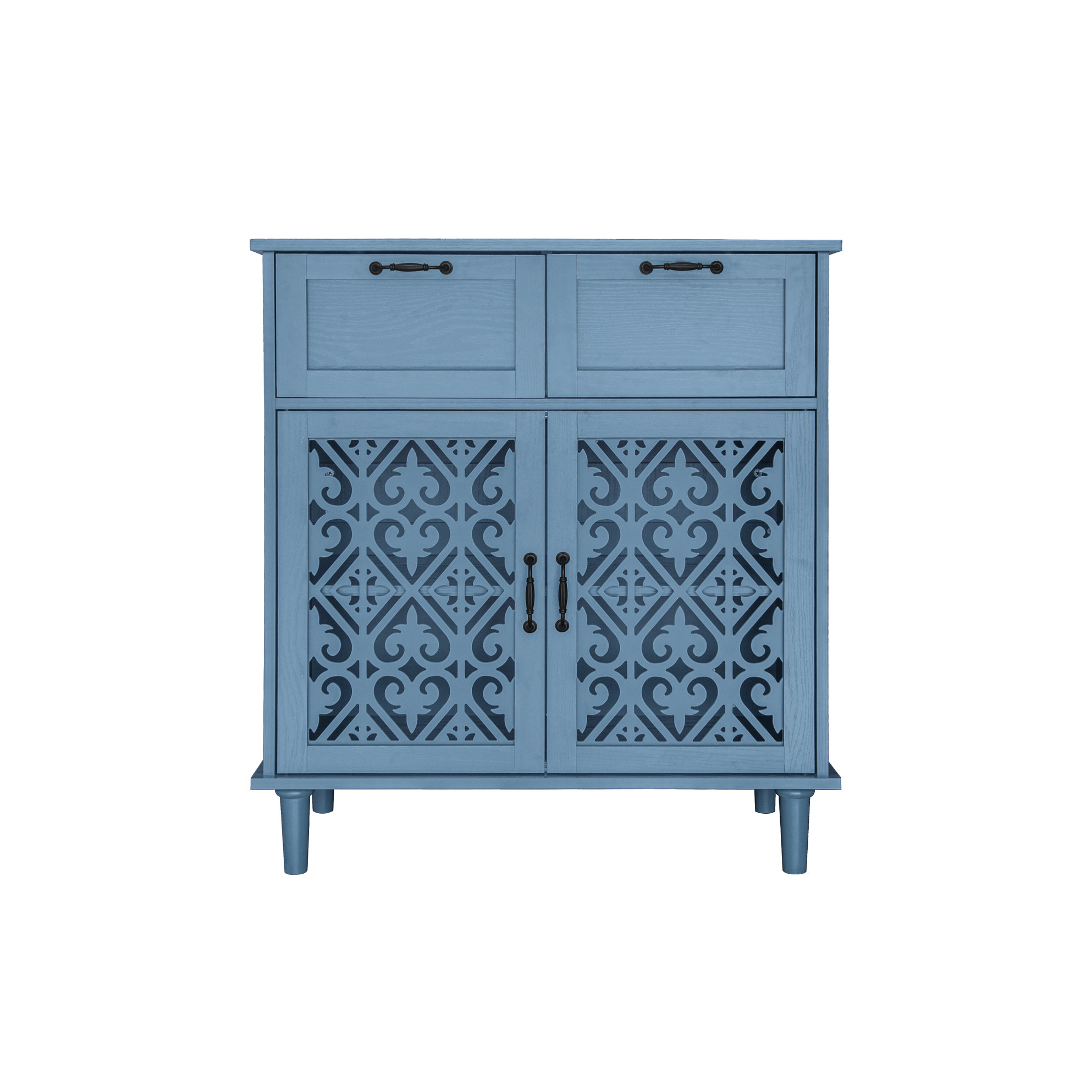 Latitude Run® 2 Door Drawer Blue Cabinet - Panel, Solid Wood Feet For ...