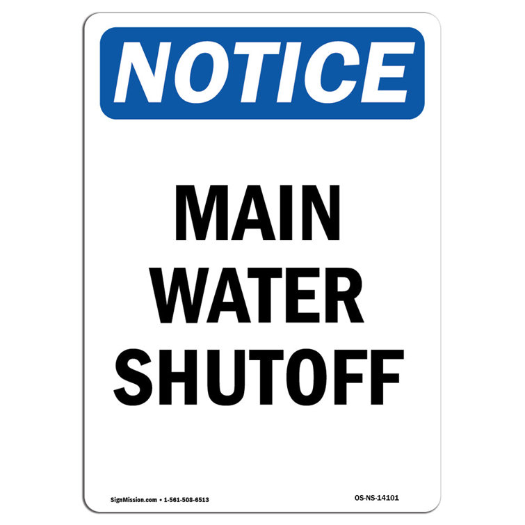 SignMission Main Water Shutoff Sign | Wayfair