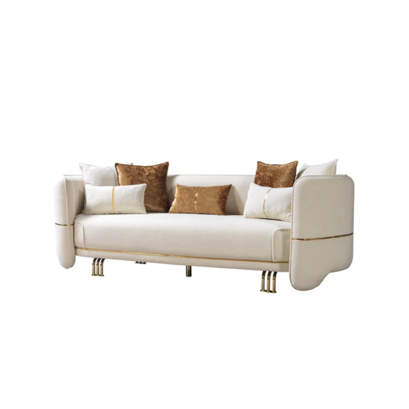 Everly Quinn Helena Ivory Velvet Sofa | Wayfair