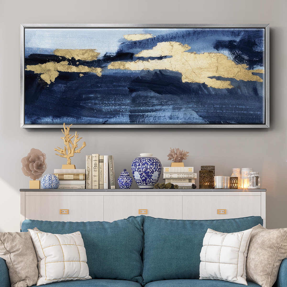 Wexford Home Gilded Indigo Sea II - Framed Canvas | Wayfair