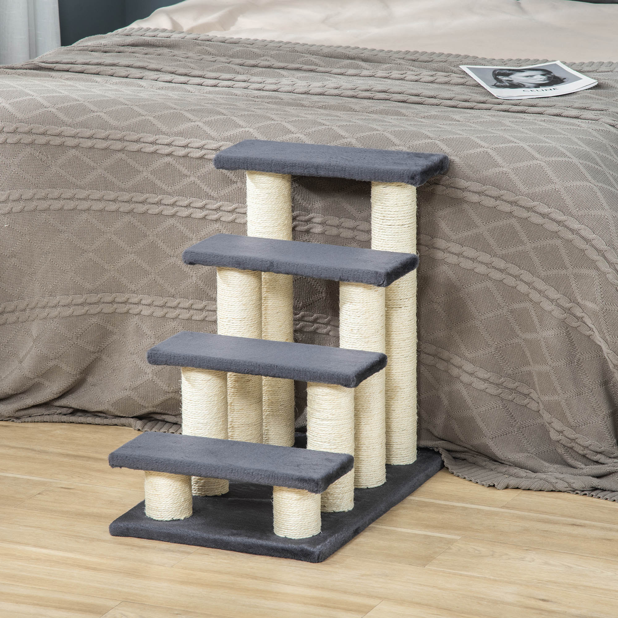Latitude Run® 4-Step Cat Tree Stairs For High Beds And Couches | Sisal ...